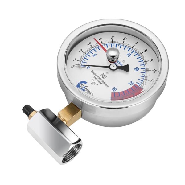 4" Gas Test Pressure Gauge, 15 Pound, Stainless Steel Case, Accuracy 1% ...
